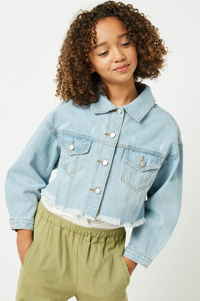 Girls Cut-Off Cropped Denim Jacket – That's So Darling